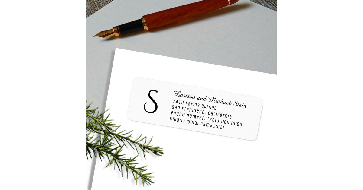 Family Name & Address Monogram Label | Zazzle