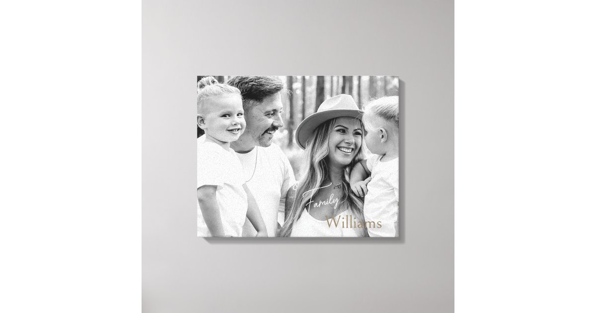 Family Name B/W Portrait Large Canvas Print | Zazzle