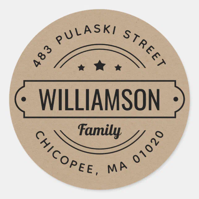 Family Name Badge Round Return Address Label | Zazzle