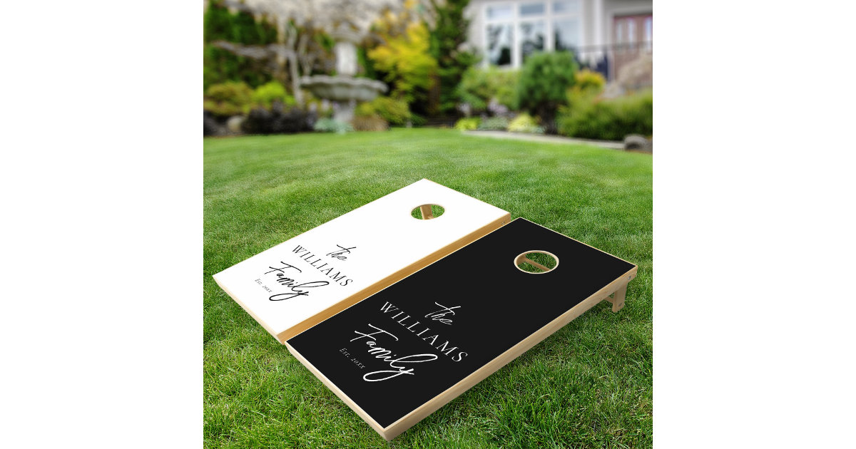 Family Name Black and White Cornhole Set | Zazzle