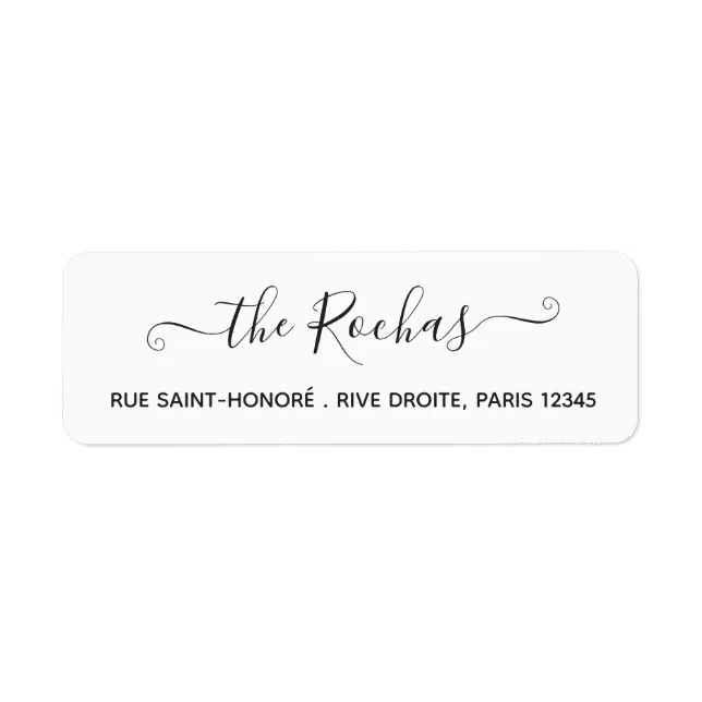 Family Name Calligraphy Chic Script Simple Modern Label | Zazzle