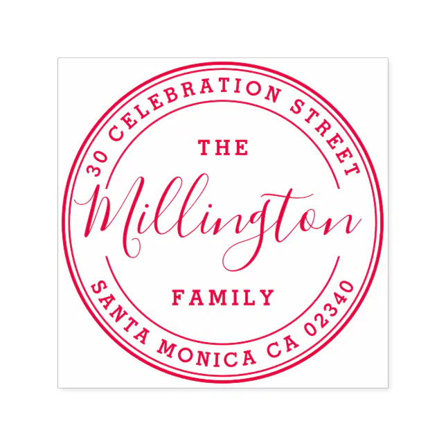 Family Name | Create Your Own Round Return Address Self-inking Stamp ...