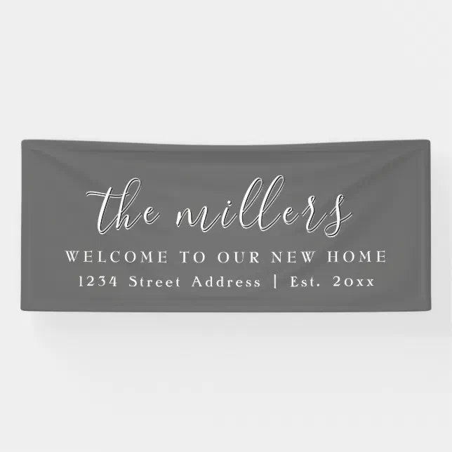 Family Name | Gray | Housewarming Party Banner | Zazzle