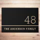 Family name house number black neutral doormat | Zazzle