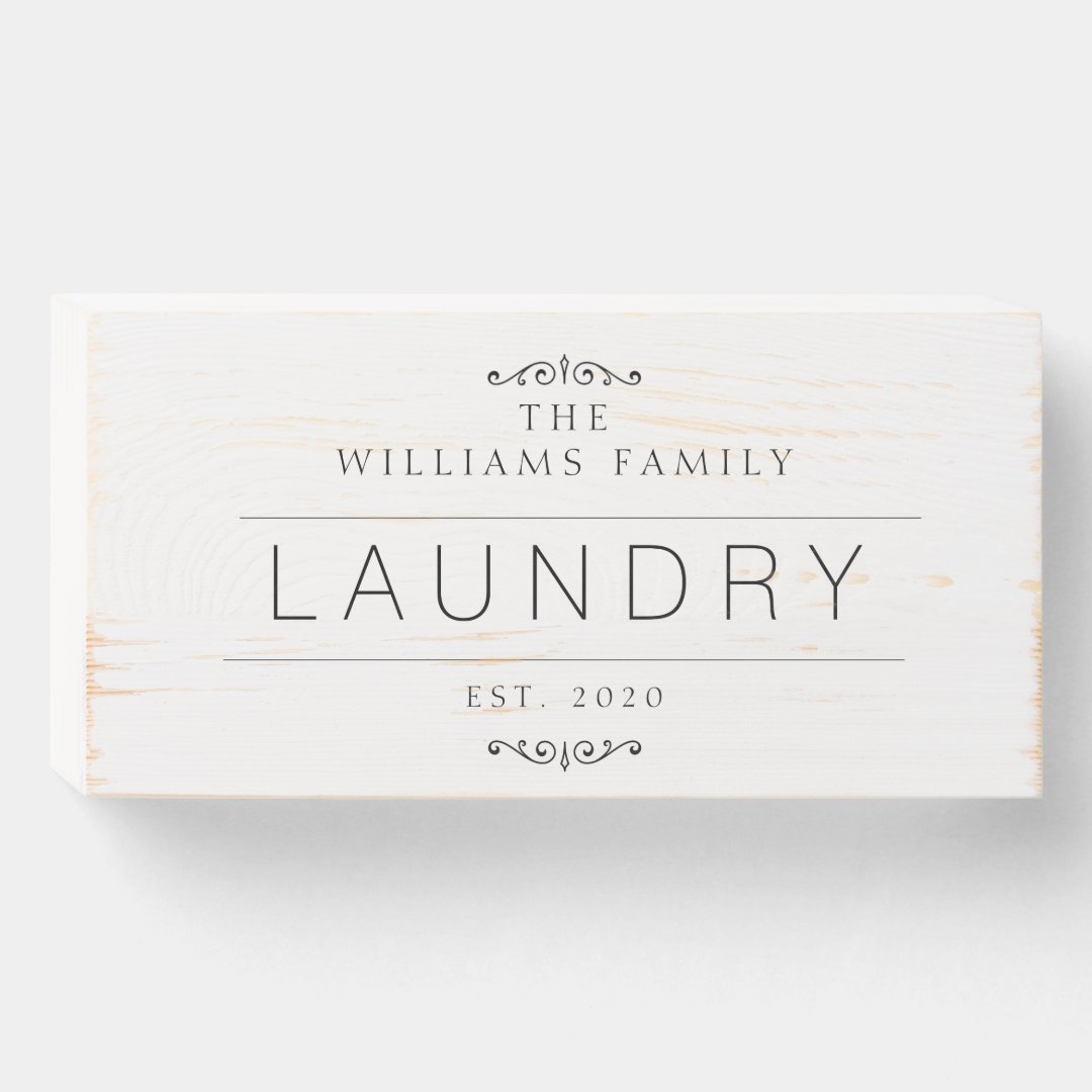 Family Name Laundry Wooden Box Sign | Zazzle