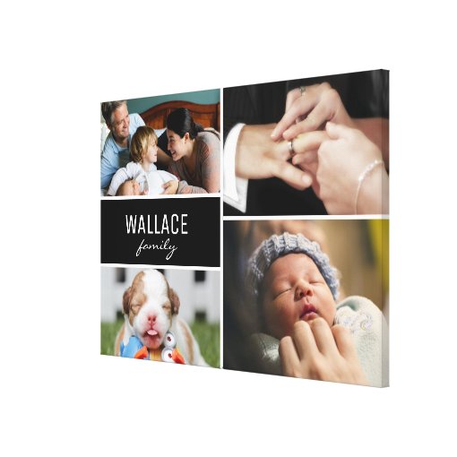 Family name multiple photo collage canvas print | Zazzle