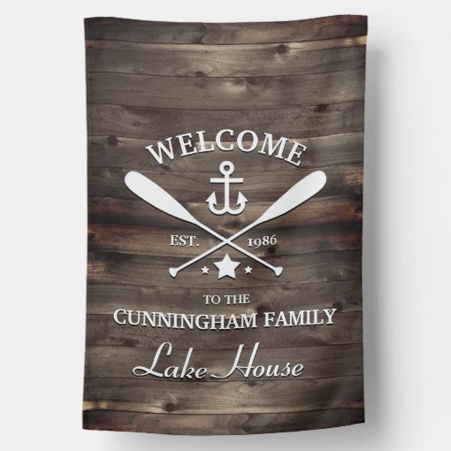 Family Name | Oars and Anchor Custom House Flag | Zazzle