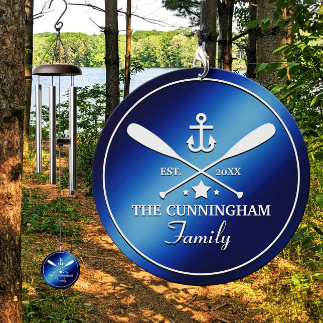 Family Name | Oars and Anchor Custom Wind Chime | Zazzle
