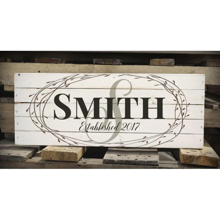 Family Name Pallet Box Sign Made with Rustic Wood | Zazzle
