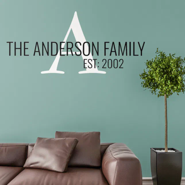 Family Name Personalized Monogram Wall Decal | Zazzle