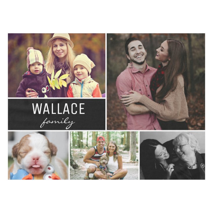 Family Name Photo Collage Reunion Tablecloth | Zazzle