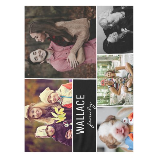 Family Name Photo Collage Reunion Tablecloth | Zazzle
