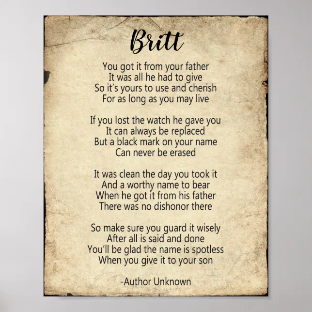 Family Name Poem Poster | Zazzle