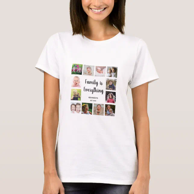 Family Name Quote 12 Photo Collage T-Shirt | Zazzle