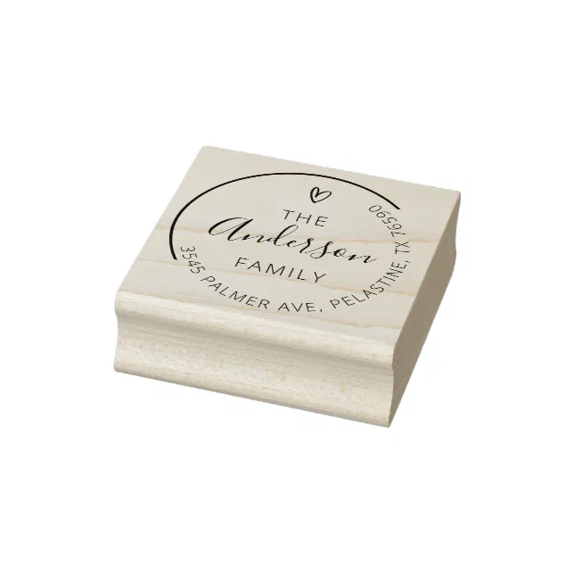 Family Name Return Address round logo Self-inking Rubber Stamp | Zazzle