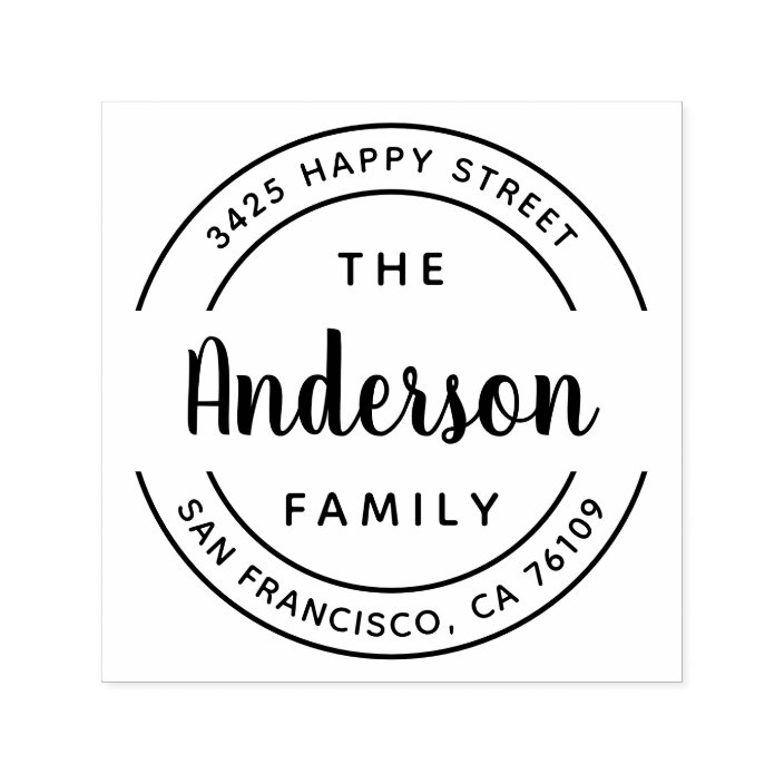 Family Name Script Typography Return Address Self-inking Stamp | Zazzle.com