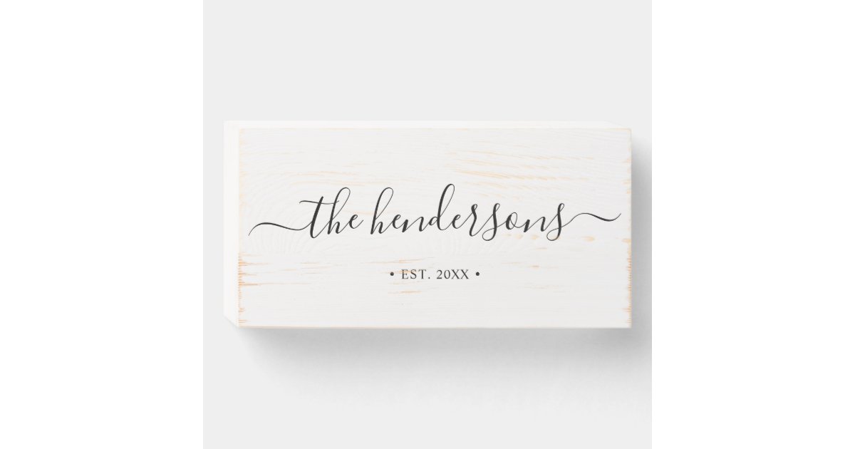 Family Name Simple Handwritten Calligraphy Wooden Box Sign | Zazzle