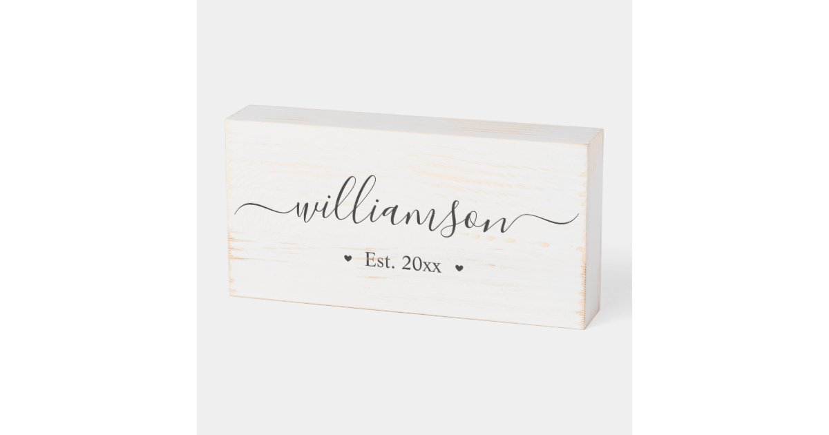 Family Name Simple Handwritten Calligraphy Wooden Box Sign | Zazzle