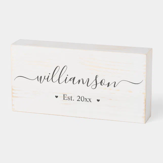 Family Name Simple Handwritten Calligraphy Wooden Box Sign | Zazzle