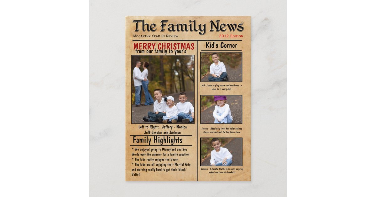 Family News Christmas Card or Newsletter | Zazzle