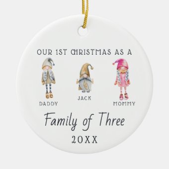 Family of Three | First Christmas Ornament | Zazzle