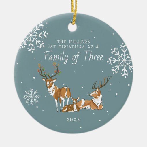 Family of Three | First Christmas Ornament | Zazzle