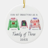 Family of Three | First Christmas Ornament | Zazzle