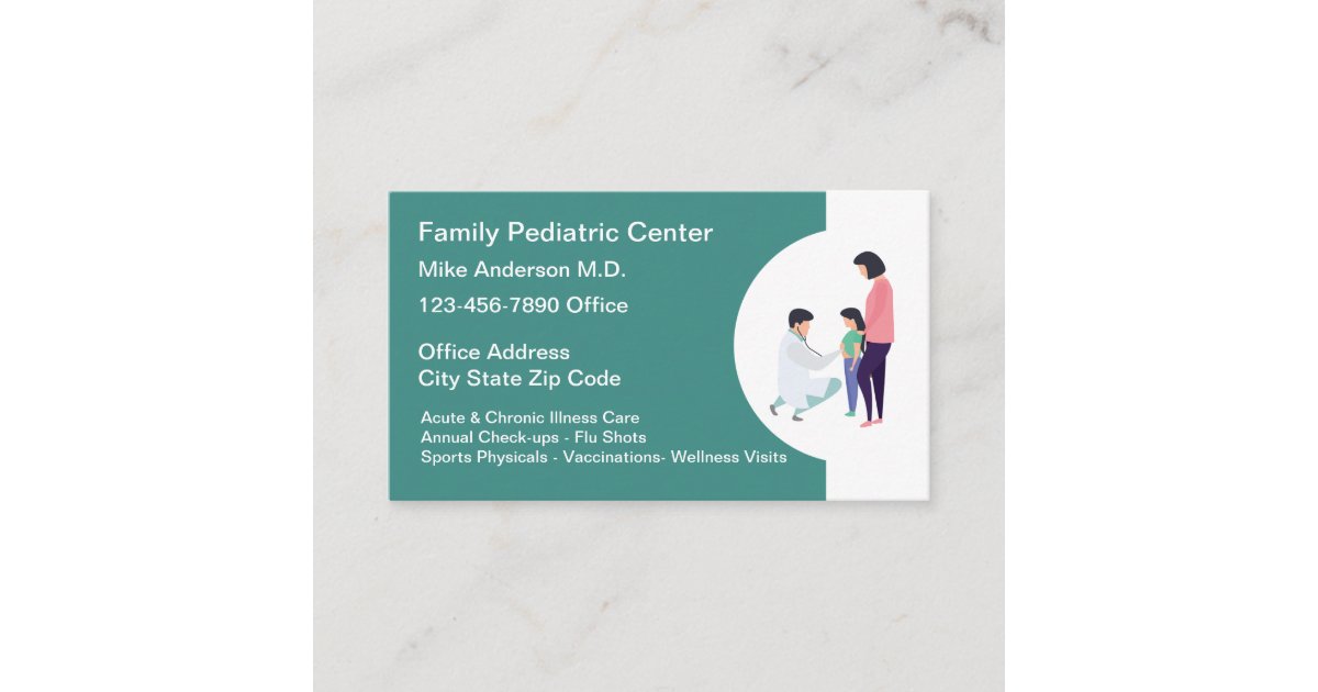 Family Pediatrician Medical Business Cards | Zazzle