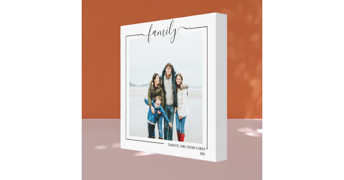 Family Personalized Photo and Text Typography Canvas Print | Zazzle