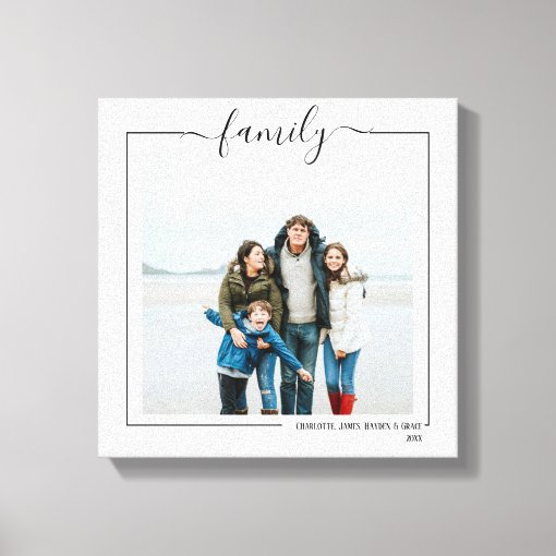 Family Personalized Photo and Text Typography Canvas Print | Zazzle
