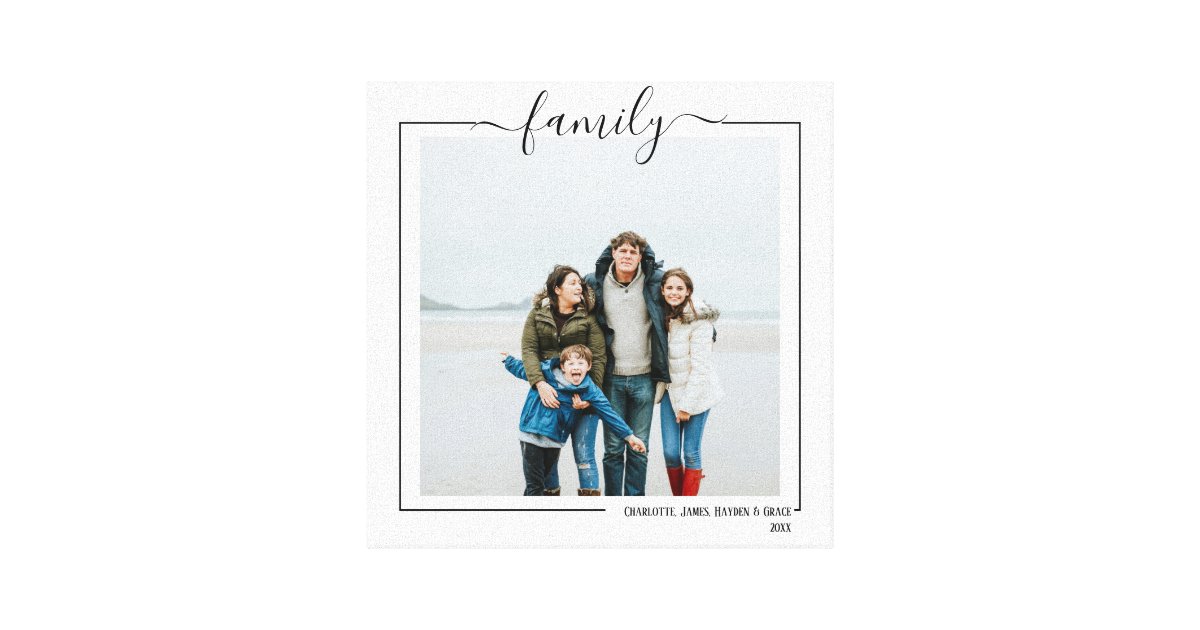Family Personalized Photo and Text Typography Canvas Print | Zazzle.com