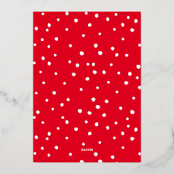 FAMILY PHOTO CHRISTMAS fun calligraphy merry red Foil Holiday Card | Zazzle