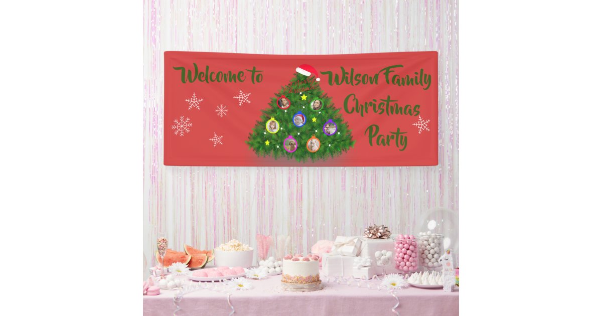 Family Photo Christmas Tree Banner | Zazzle