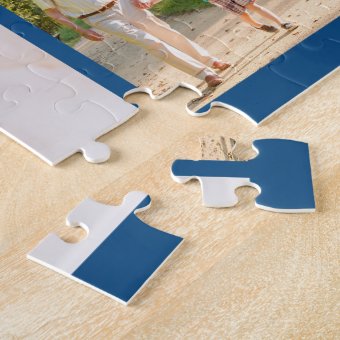 Family Photo Collage Blue Masonry Grid Custom Jigsaw Puzzle | Zazzle