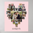 Family Photo Collage Heart 25 Pictures Name Black Poster | Zazzle.com
