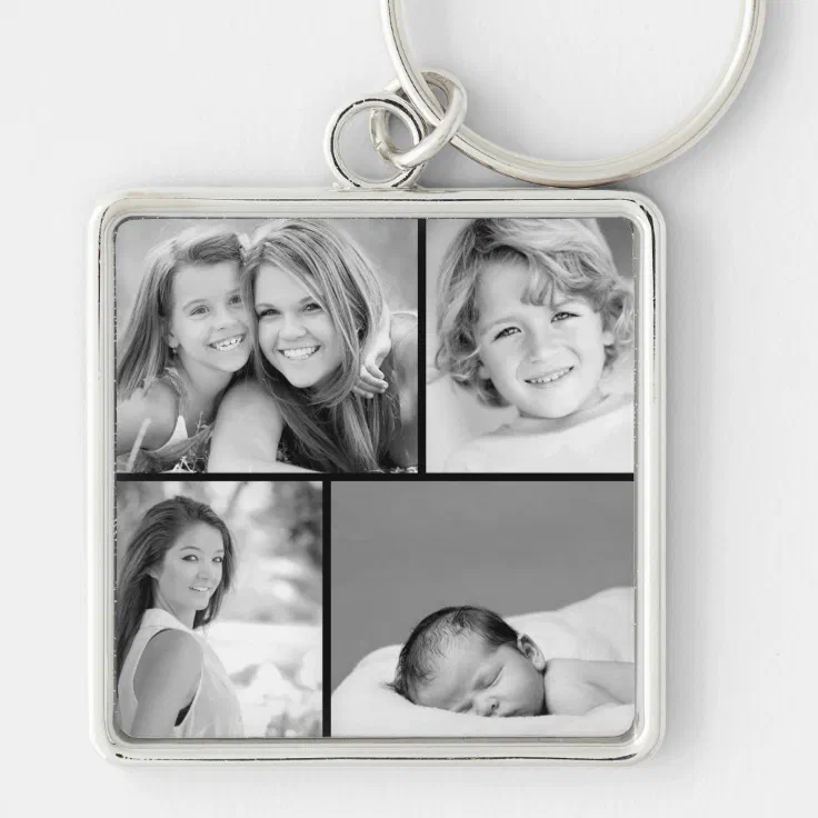 Family Photo Collage Keychain | Zazzle