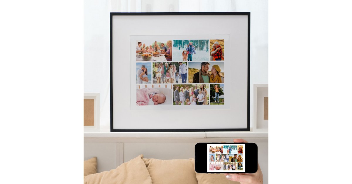 Family Photo Collage Masonry Style White Poster | Zazzle