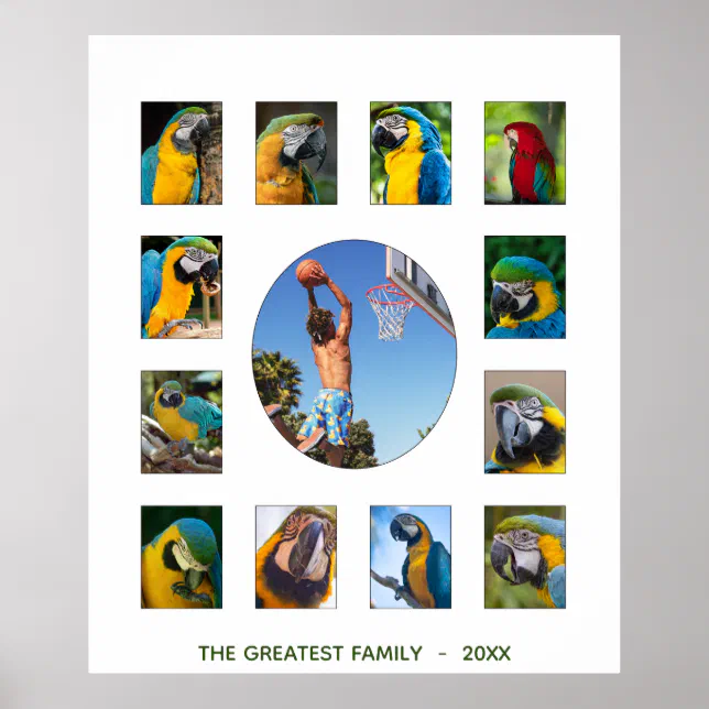 Family Photo Collage Monogram Poster | Zazzle