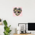 Family Photo Collage Name In Heart 20 Pics Pink Poster | Zazzle