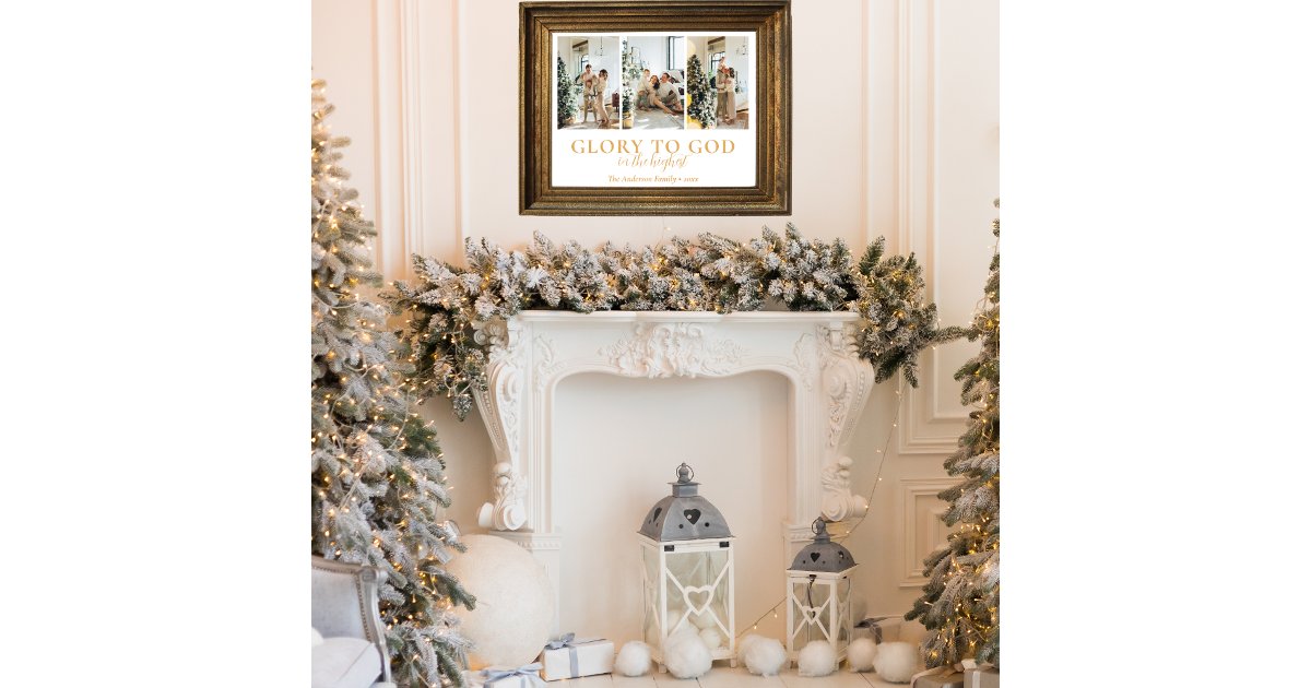 Family Photo Collage Religious Christmas Gift Poster | Zazzle