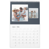 Family photo collage rustic monogram navy blue calendar | Zazzle