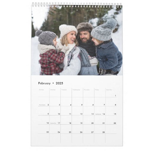 Family photo collage rustic monogram navy blue calendar | Zazzle