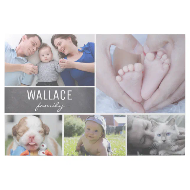 Family photo collage with family last name gallery wrap | Zazzle