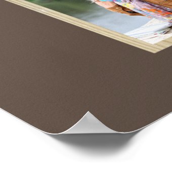 Family Photo Collage Wood Look Frame Brown Poster | Zazzle