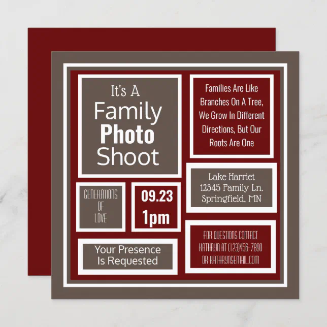 Family Photo Shoot Modern Invitation | Zazzle