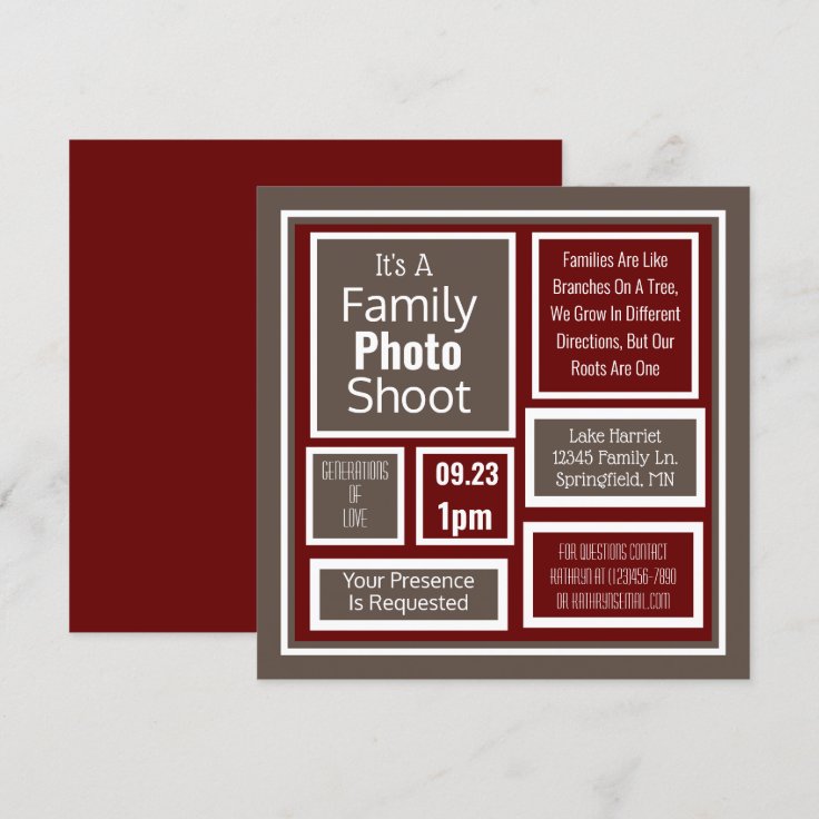 Family Photo Shoot Modern Invitation | Zazzle