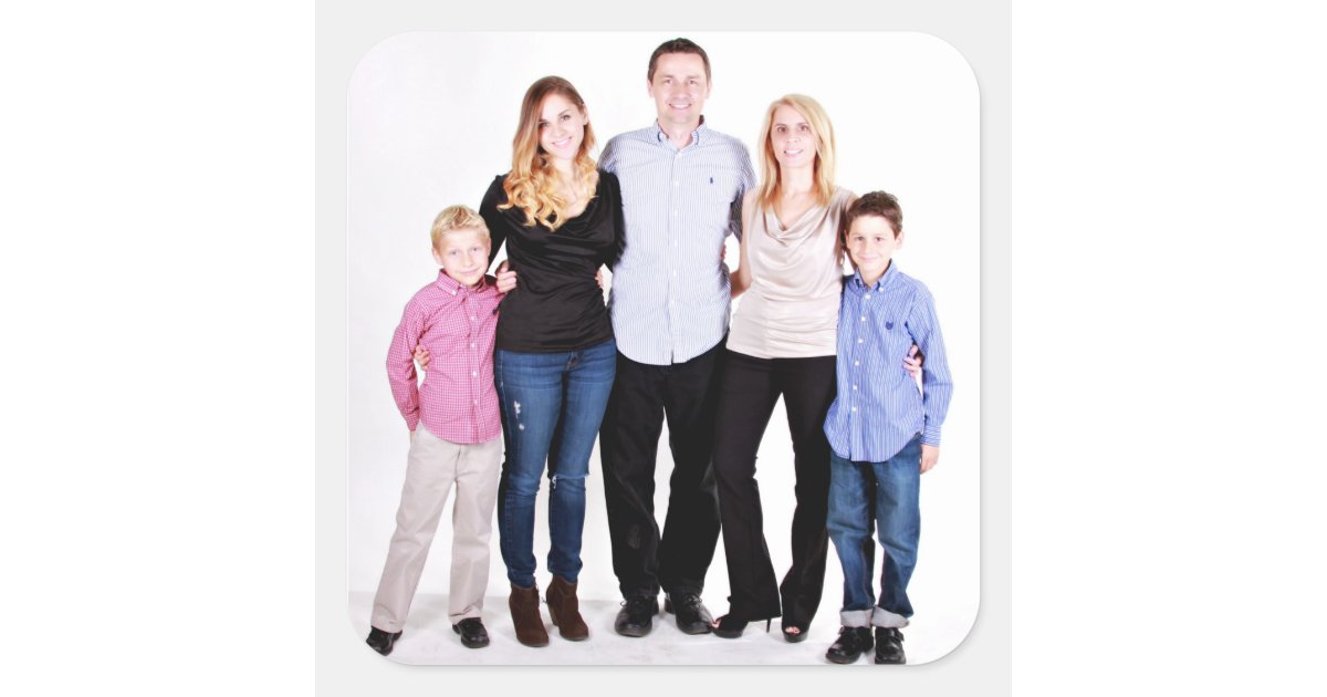 Family Photo Square Sticker | Zazzle