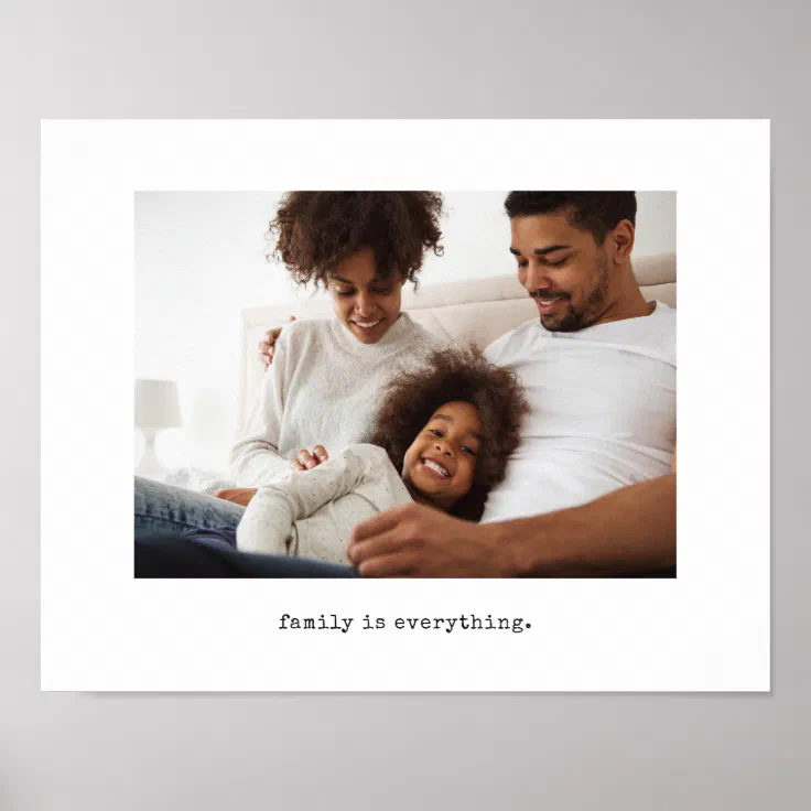 Family Photo with Simple Typewriter Text Poster | Zazzle