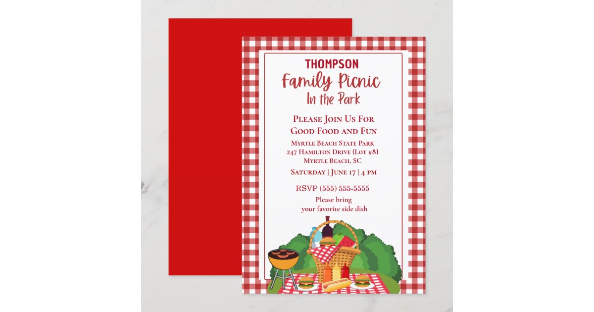 Family Picnic Barbecue Cookout Grilling Invitation | Zazzle
