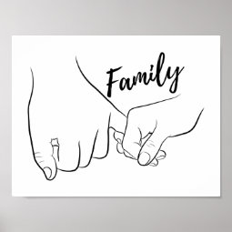 Family Pinky Promise Minimal Line Art Cute Simple Poster | Zazzle